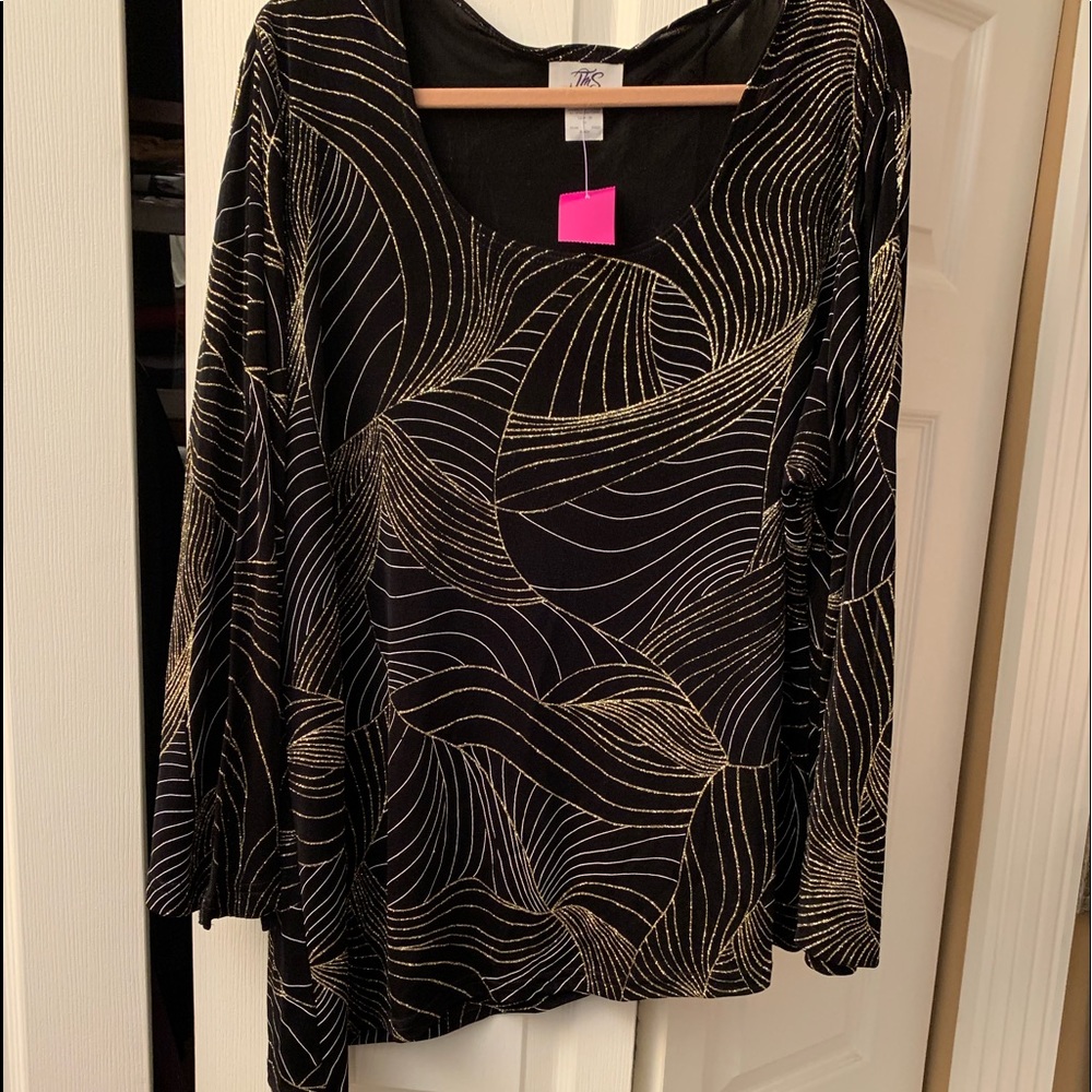 Gorgeous Plus Size Jms Top - Black/Gold - 1x - Gem